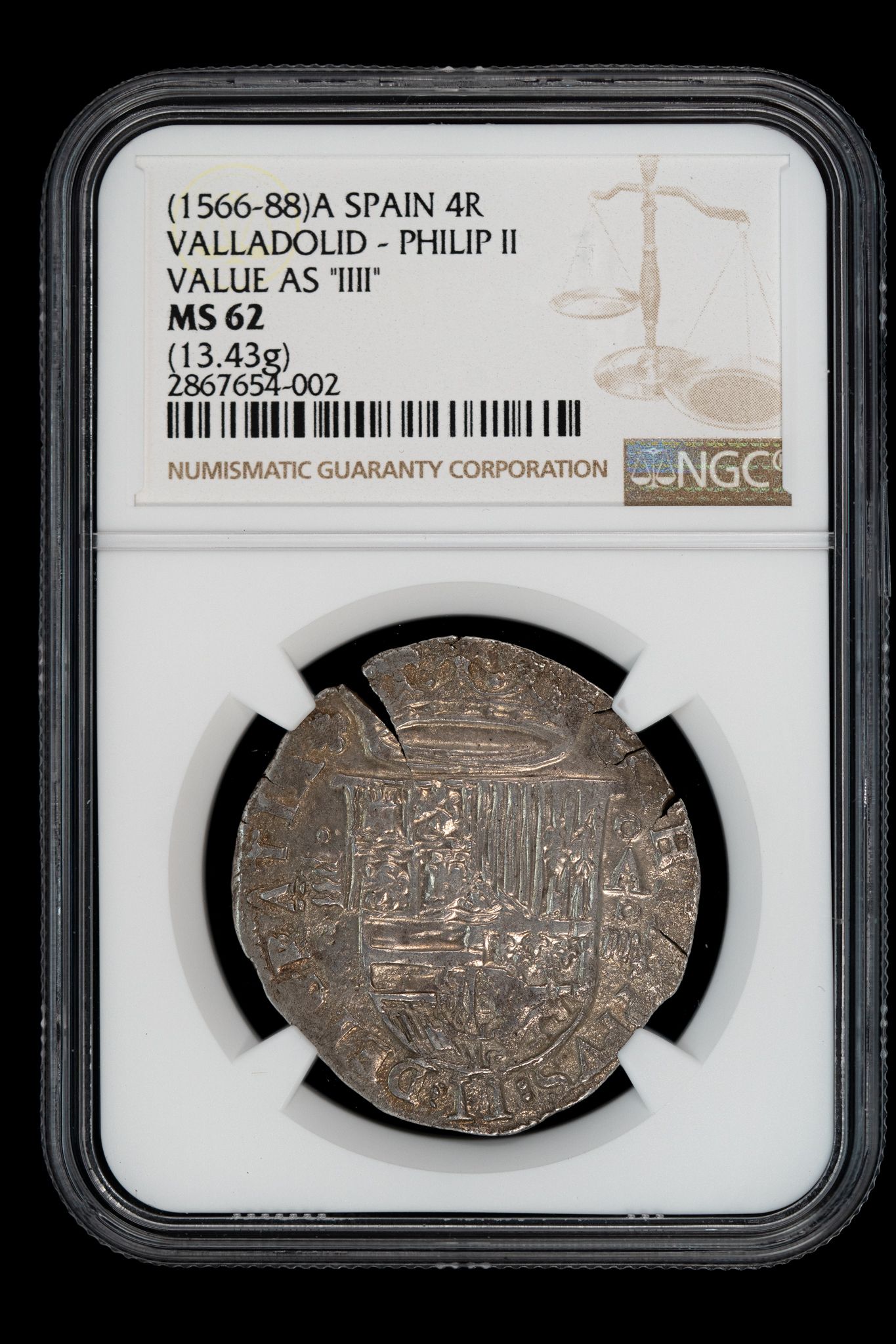 Rare 1566-1588 Valladolid Spain 4 Reales NGC MS-62 - Finest Known ...