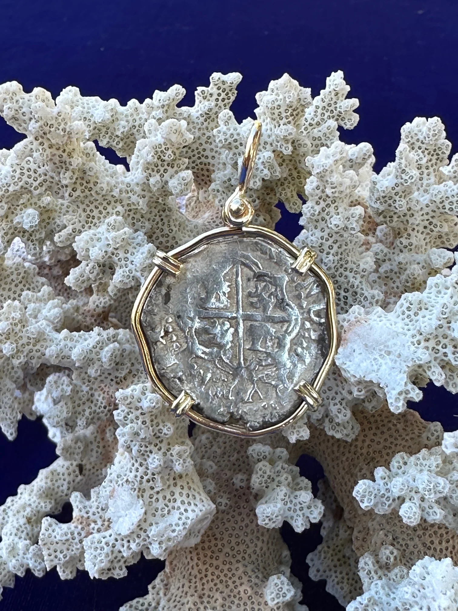 POTOSI SILVER 2 REALES COB SET IN A 14K GOLD BEZEL | Commodore Coins ...