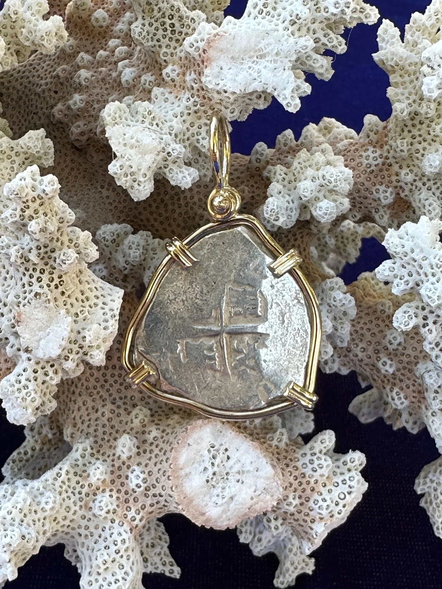 SILVER 2 REALES COB SET IN AN 14K GOLD BEZEL | Commodore Coins ...