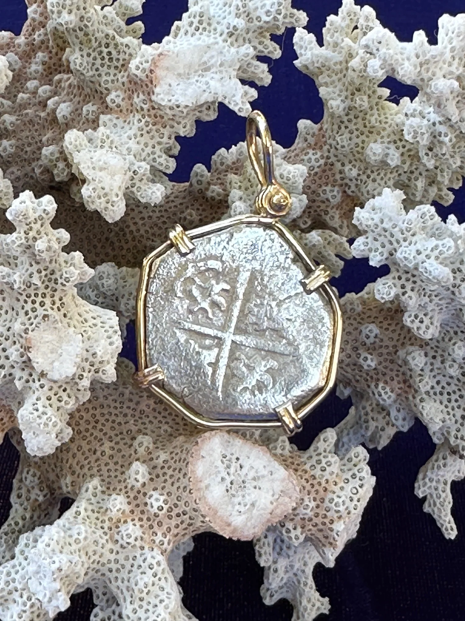 SILVER 4 REALES COB SET IN A 14K GOLD BEZEL | Commodore Coins ...