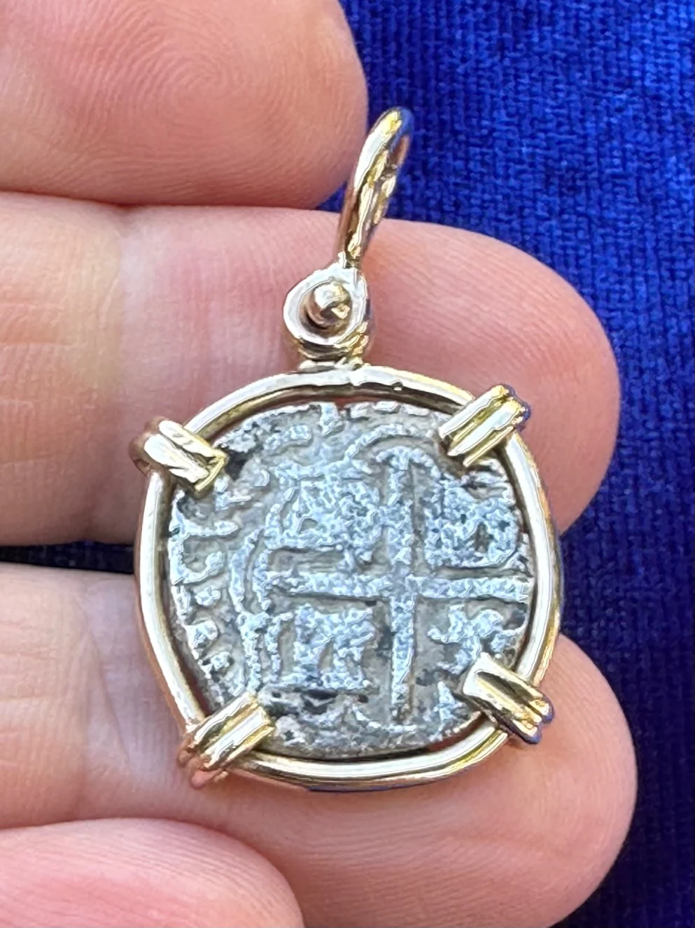 SILVER 1 REAL COB SET IN AN 14K. GOLD BEZEL | Commodore Coins ...