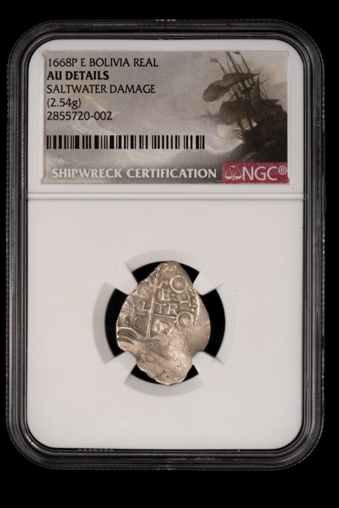 1668 Potosi Bolivia 1 Real NGC AU Details shipwreck coin