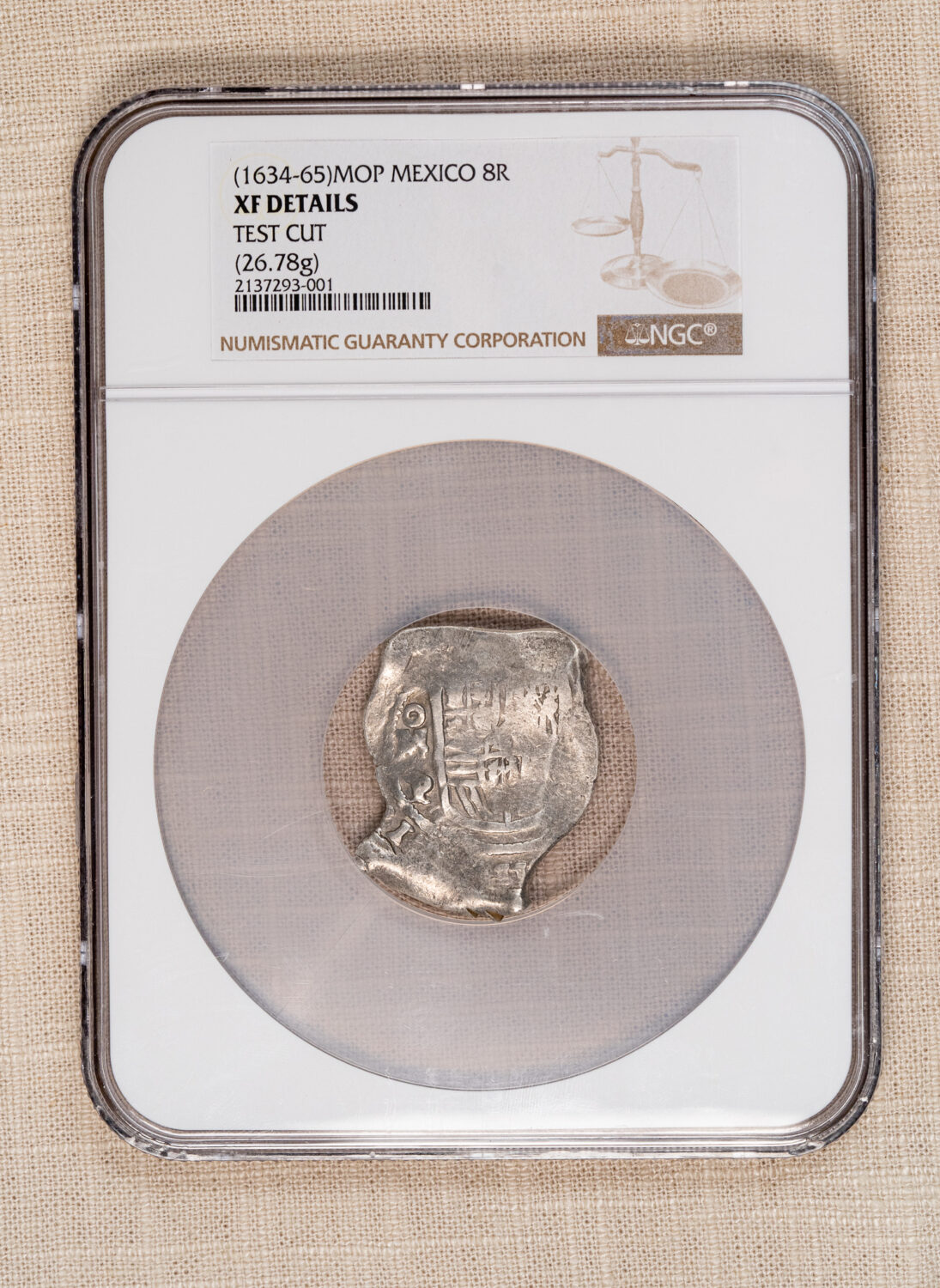 1634-1665 Mexico 8 Reales Cob NGC XF Details Test Cut - XL Holder ...