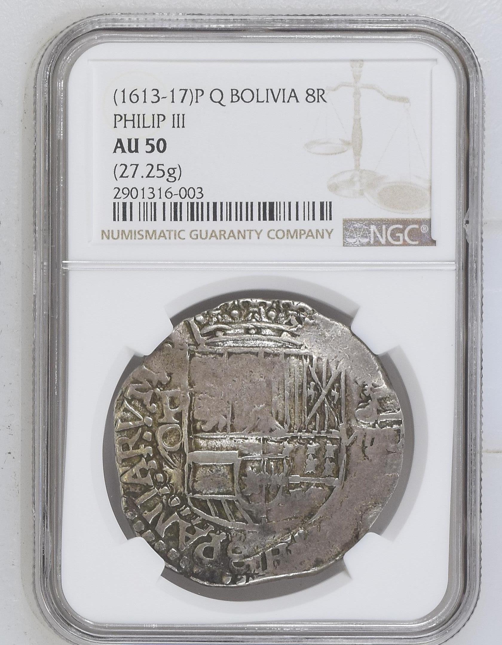 1613-1617 Potosi 8 Reales Cob NGC AU-50 | Commodore Coins ...
