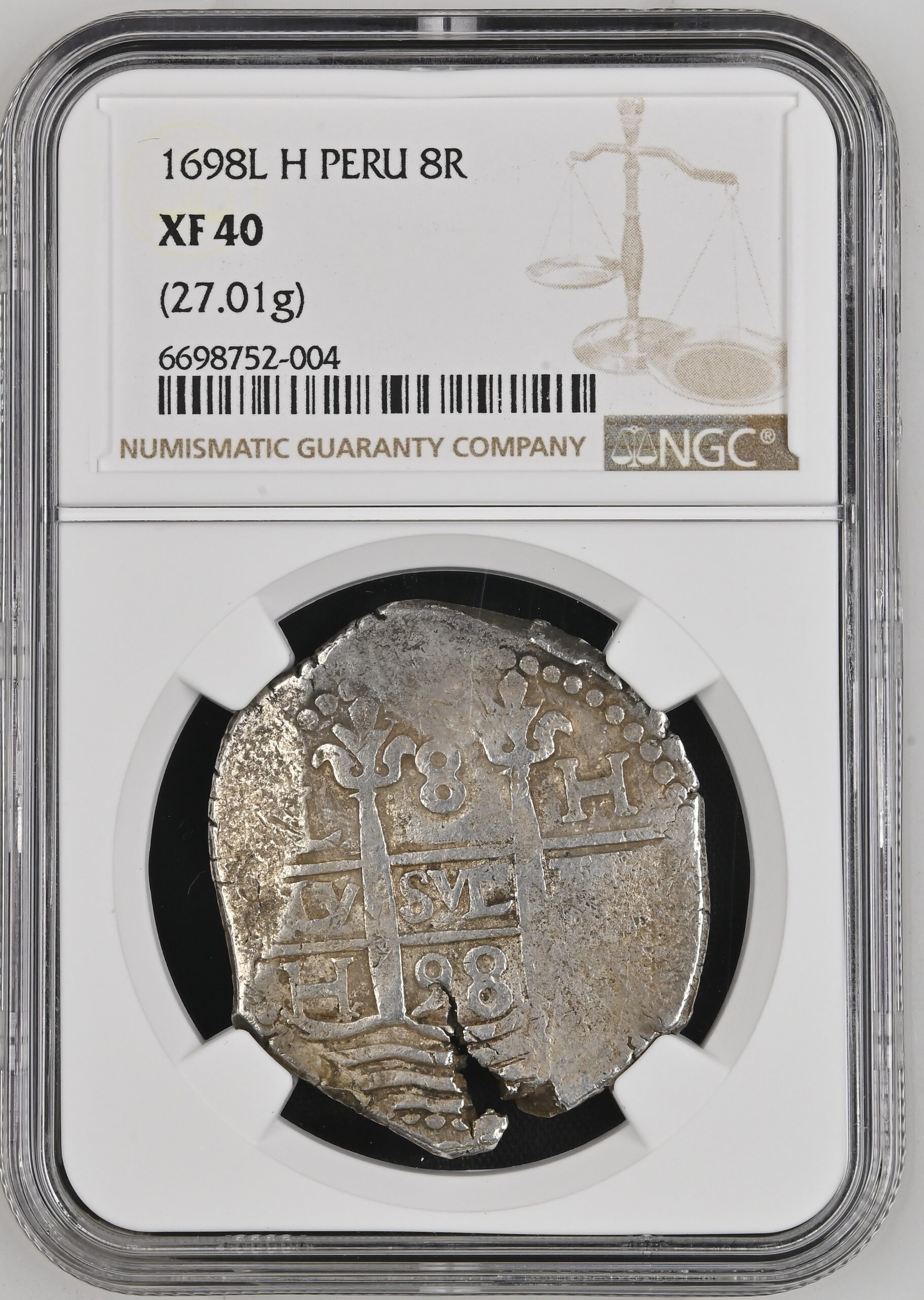 Rare 1698 Lima Peru 8 Reales NGC XF-40 - Double Dated - Finest Known ...