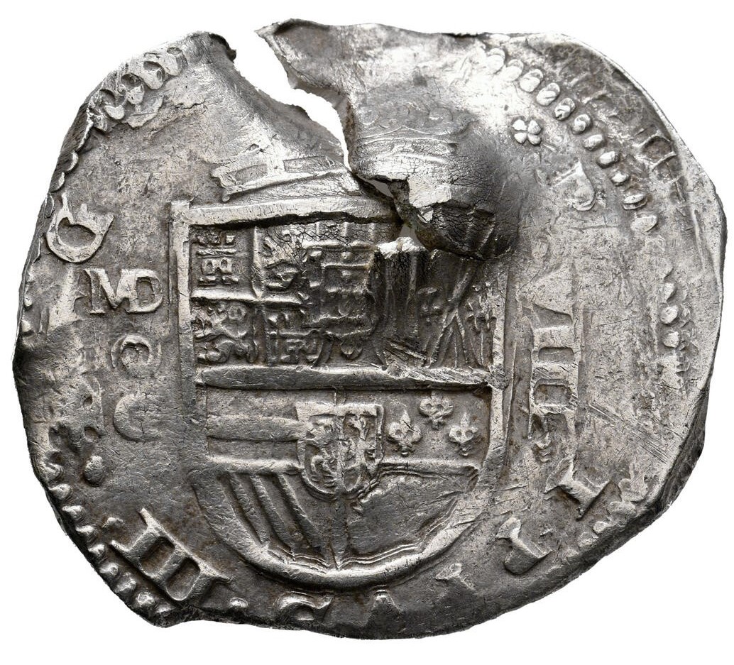 Rare 1620 Madrid 8 Reales Cob With Bullet Damage! | Commodore Coins ...