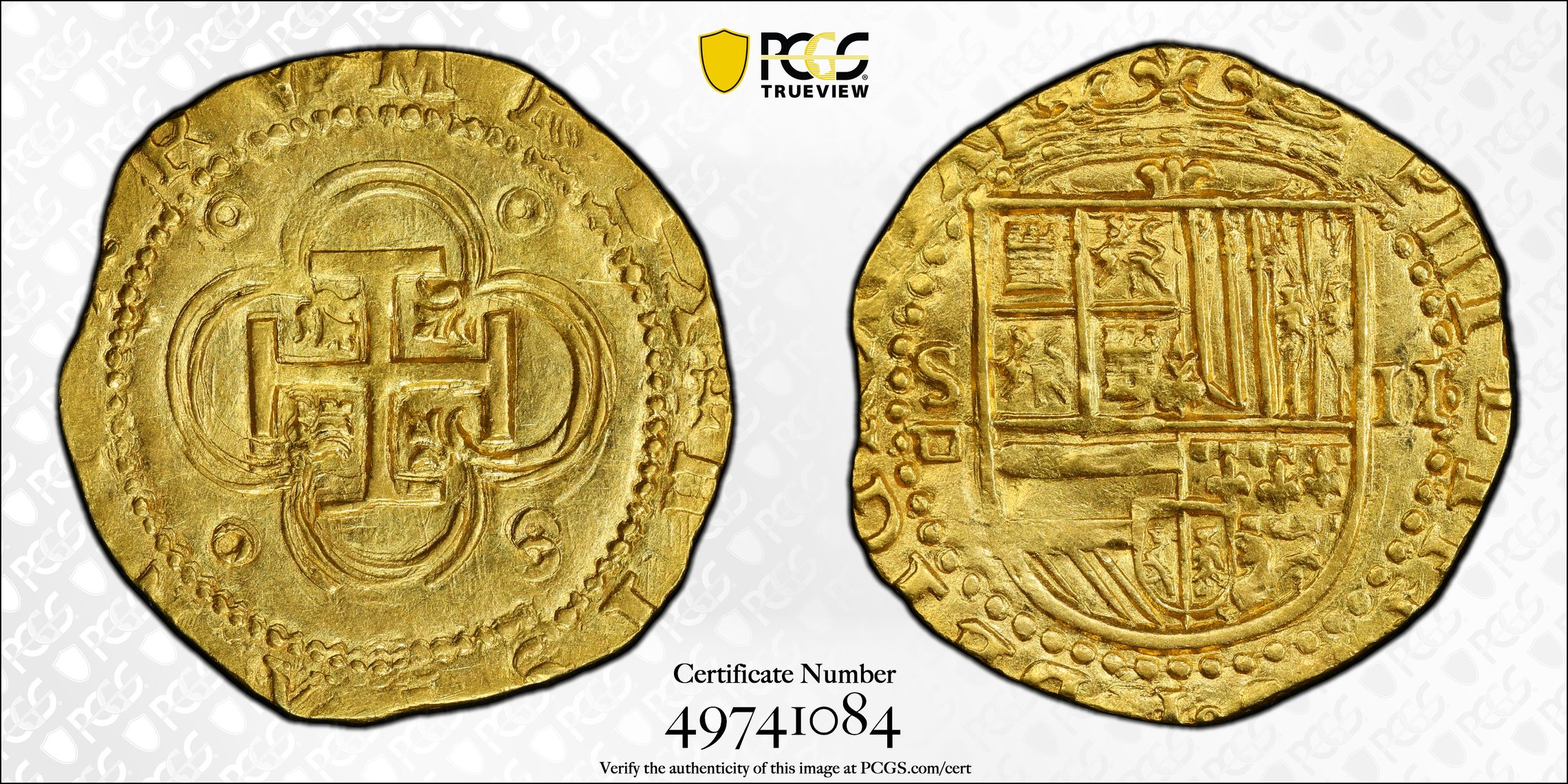 Top Pop 1566-1587 Seville Spain 2 Escudos PCGS MS-63! | Commodore Coins ...