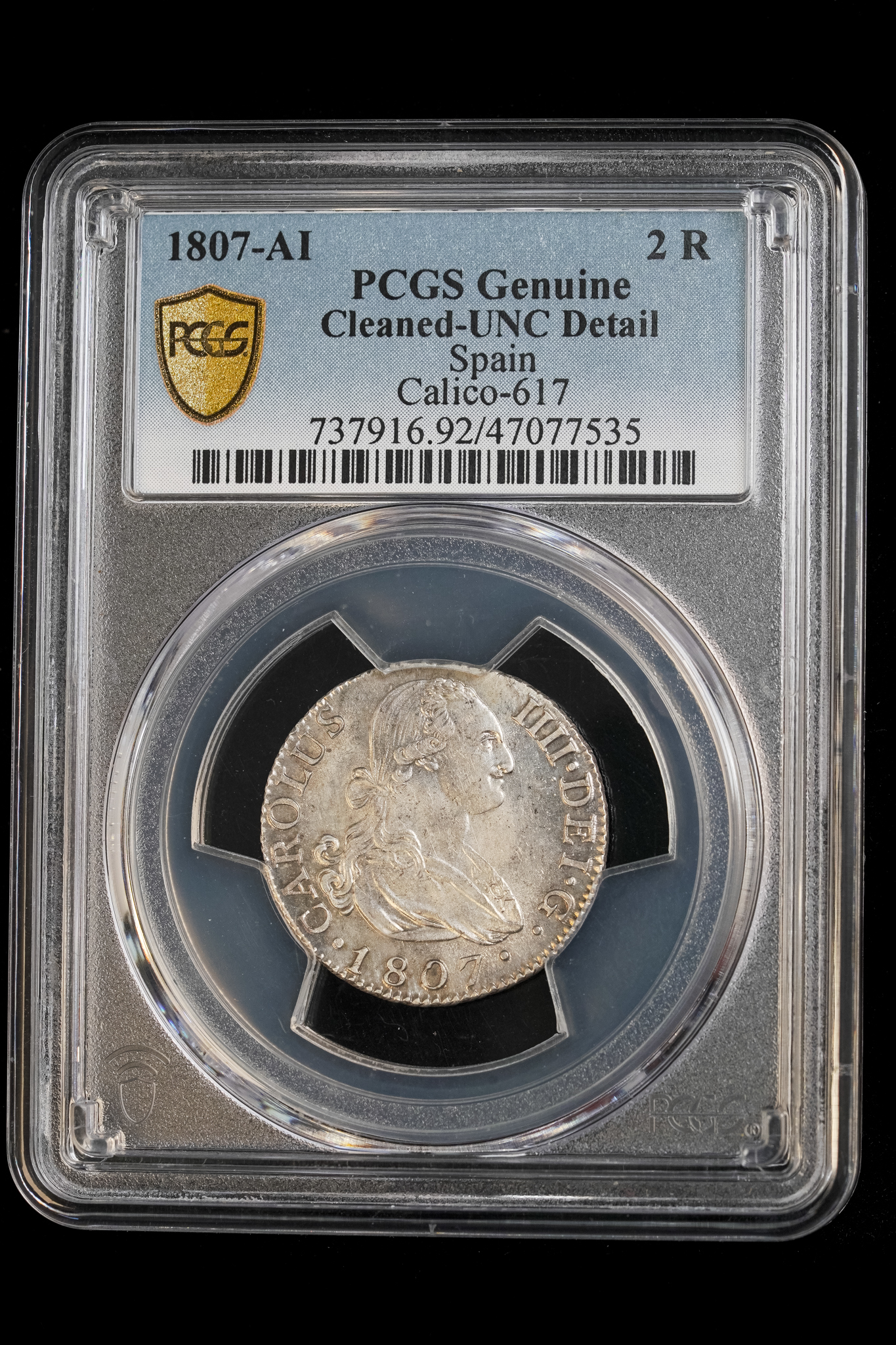 1807 Spanish 2 Reales PCGS UNC Detail | Commodore Coins & Collectibles ...