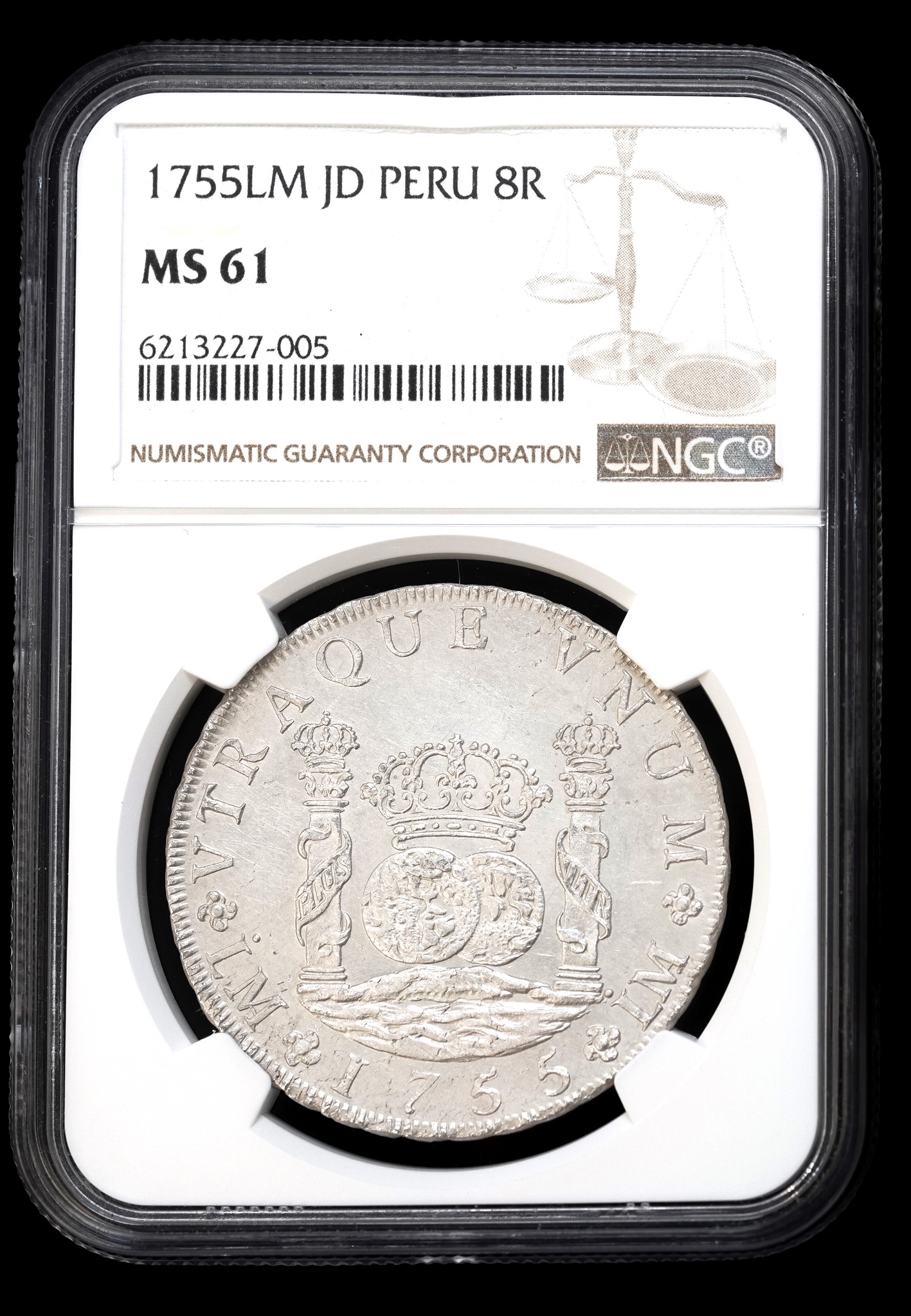 1755 Lima 8 Reales NGC MS61 | Commodore Coins & Collectibles, Ltd.