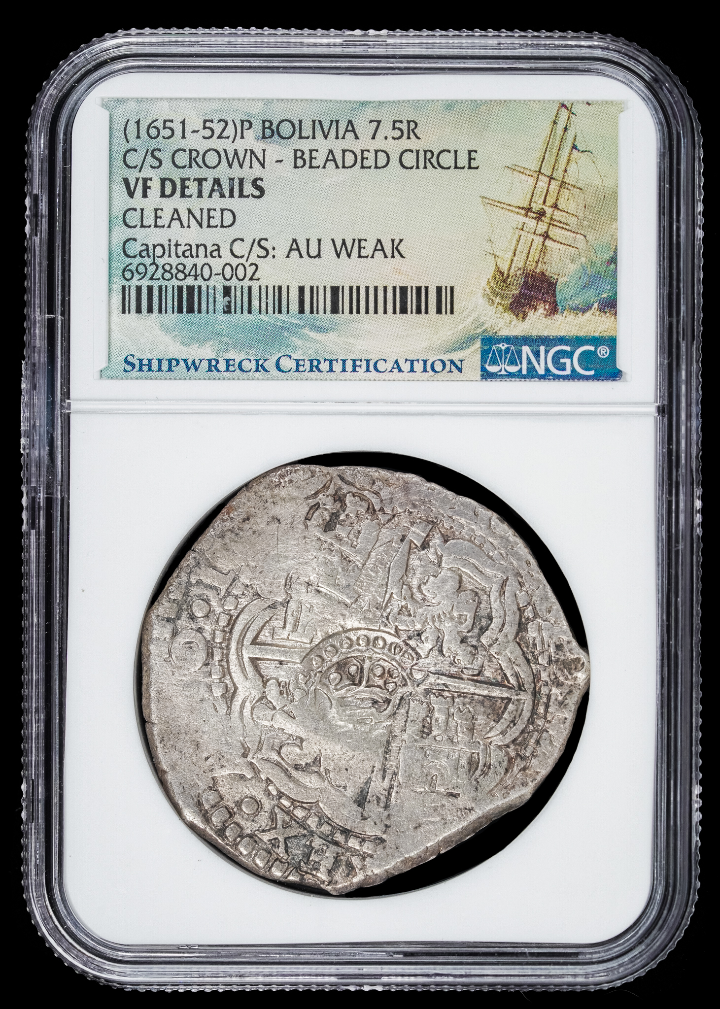 1651-1652 Potosi 8 Reales NGC VF Details Capitana Shipwreck | Commodore ...
