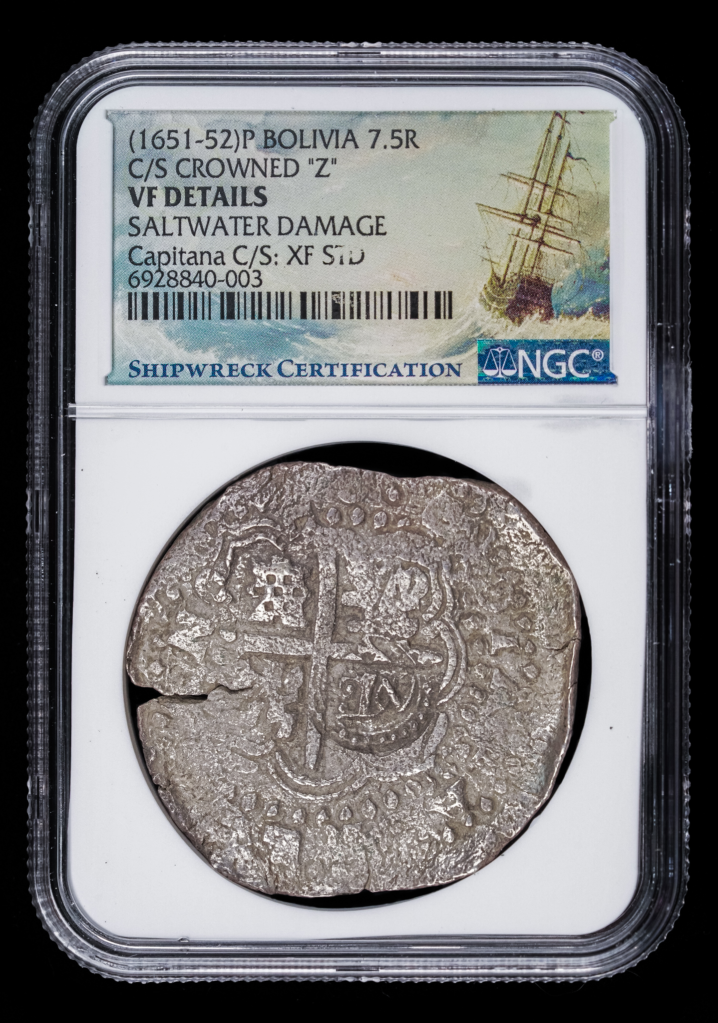 1651-52 Potosi Capitana Shipwreck 8 Reales NGC VF Details | Commodore ...