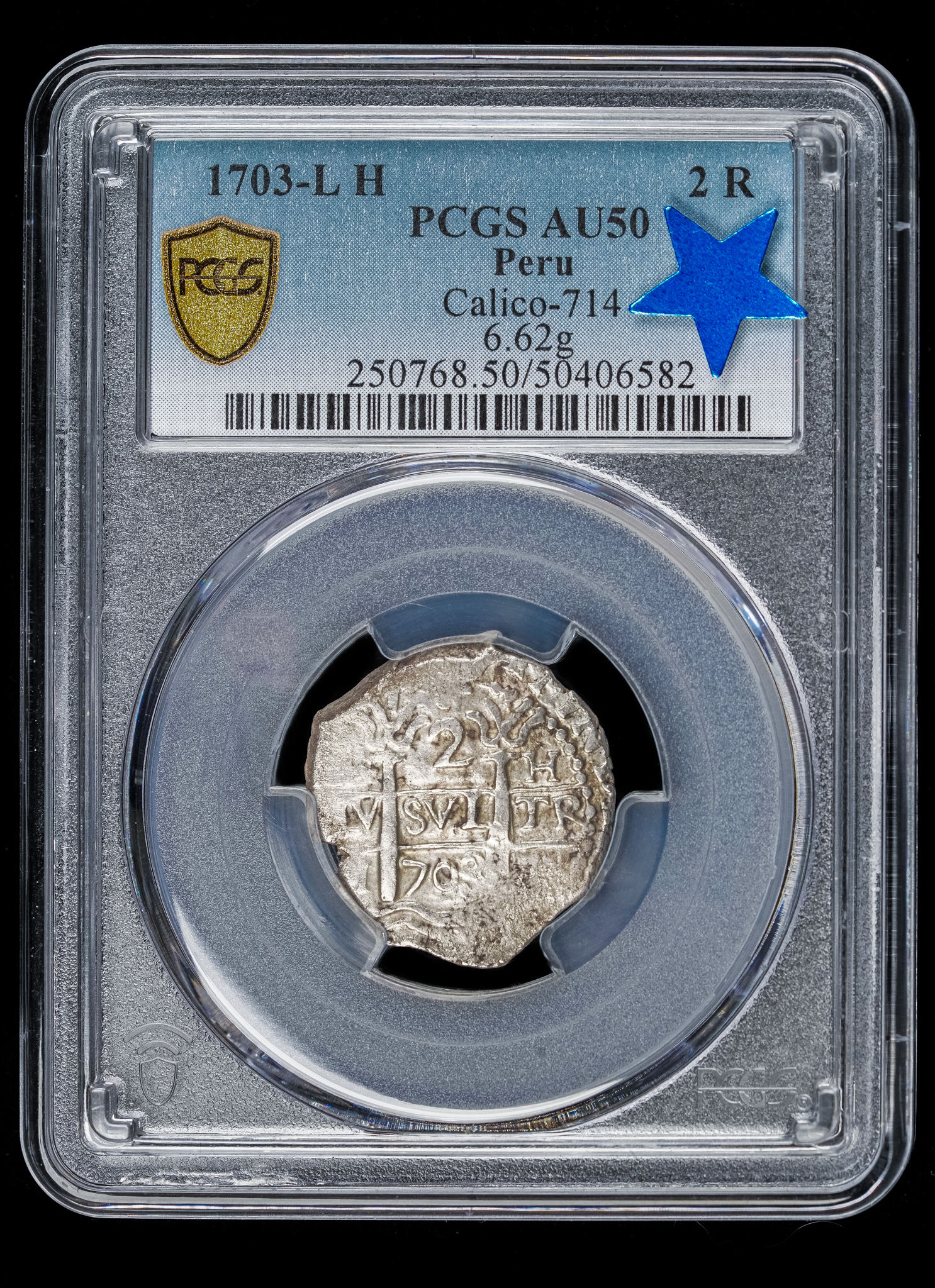 1703 Lima 2 Reales PCGS AU50 - Finest Known | Commodore Coins ...