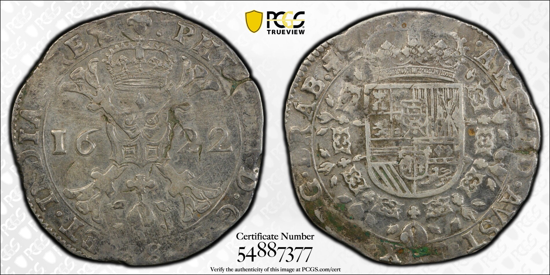 1622 Spanish Netherlands Patagon PCGS VF Detail | Commodore Coins ...